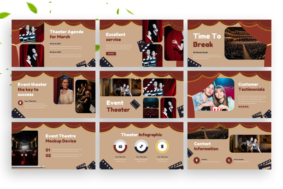 Retro Theater PowerPoint Template | Nulivo Market
