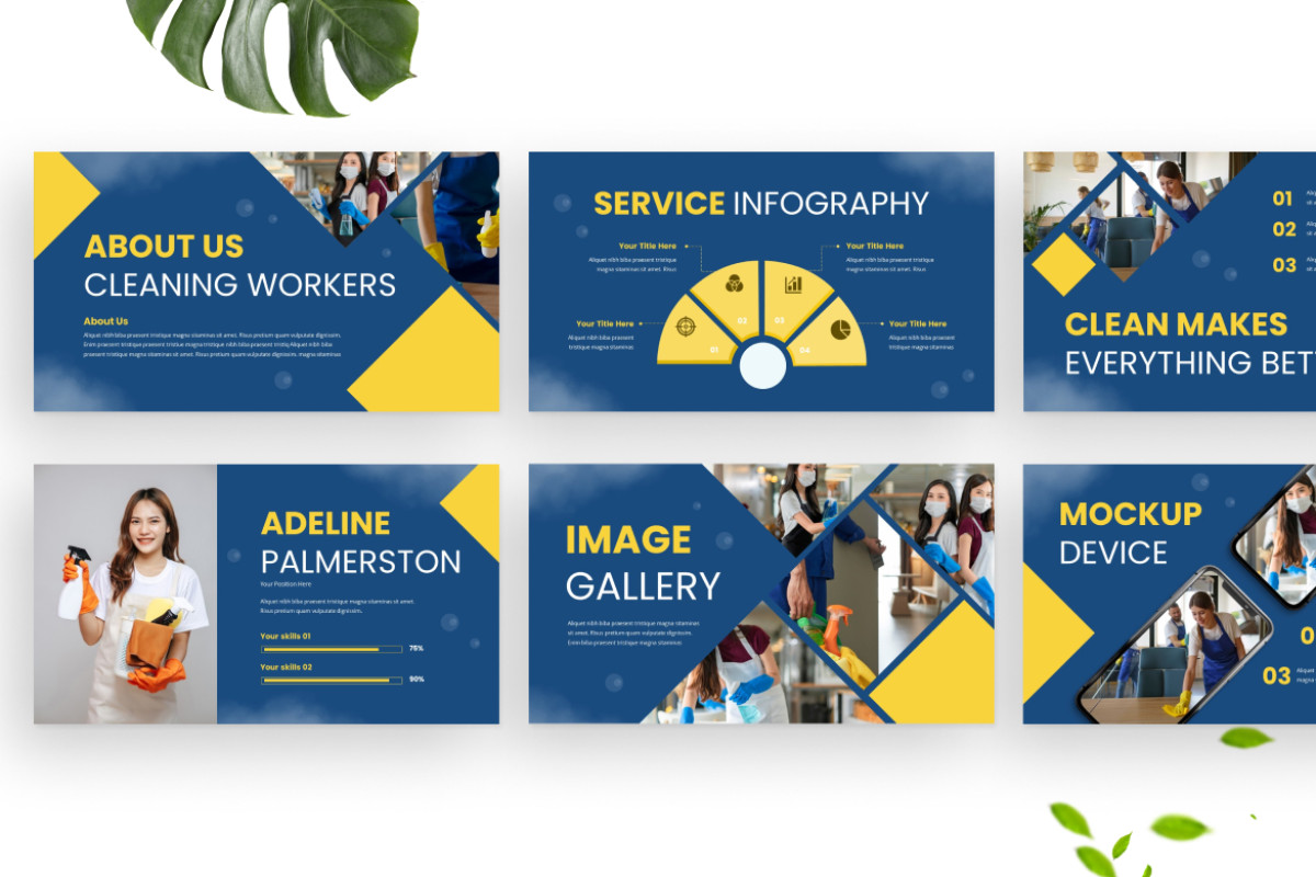 Bubble Geometric Cleaning Services PowerPoint Template | Nulivo Market