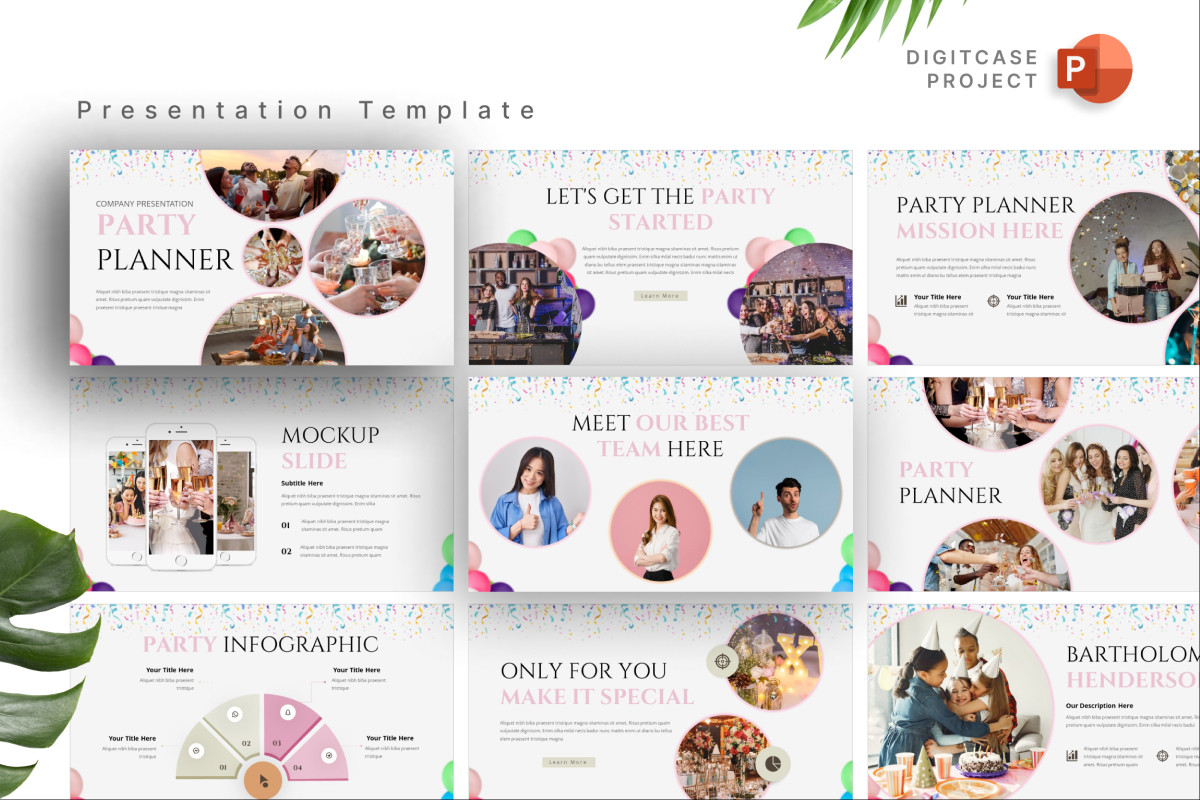Decorative Party Planner PowerPoint Template | Nulivo Market