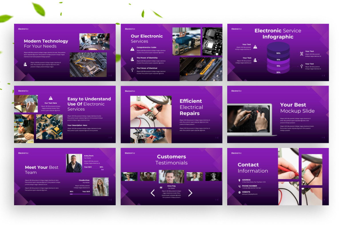 Professional Electronic Service PowerPoint Template | Nulivo Market
