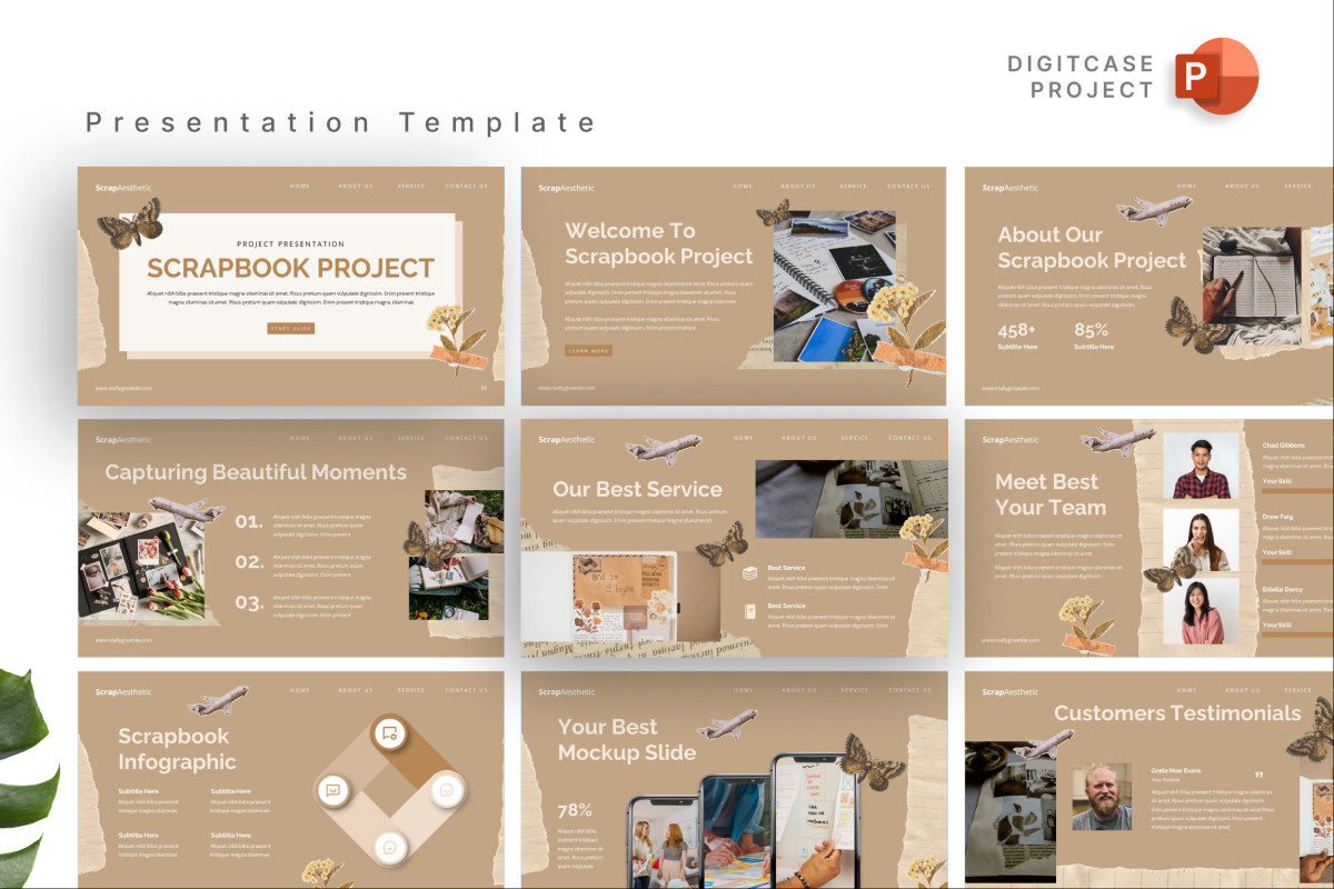 Beige Scrapbook PowerPoint Presentation Template | Nulivo Market