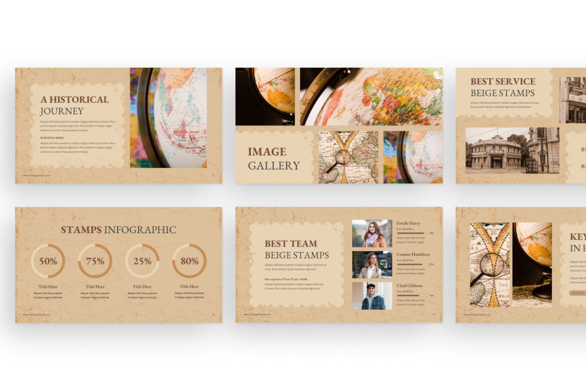 Beige Stamps Creative PowerPoint Template | Nulivo Market