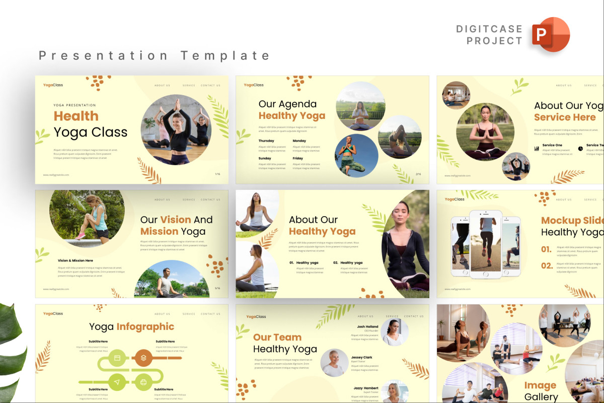 Fresh Yoga Health Class PowerPoint Template | Nulivo Market