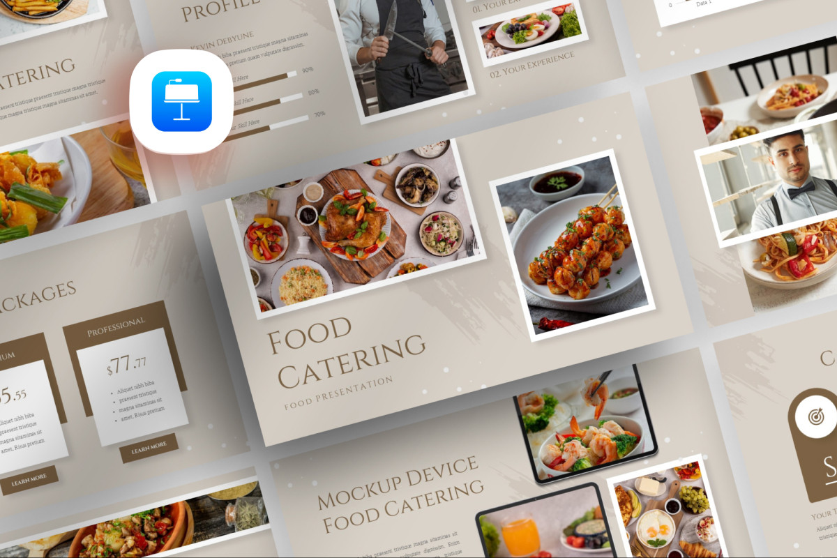 Elegant Food Catering Keynote Template | Nulivo Market