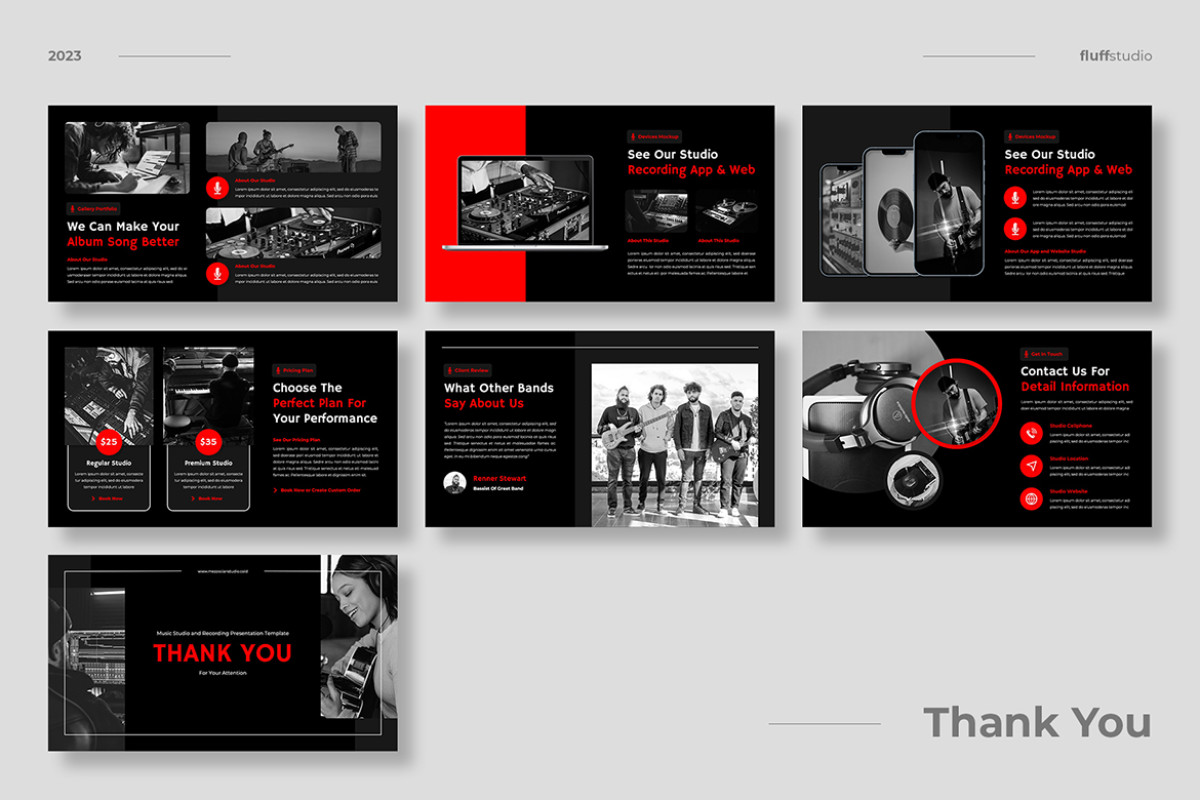 Music Production & Recording Studio Powerpoint Template | Nulivo Market