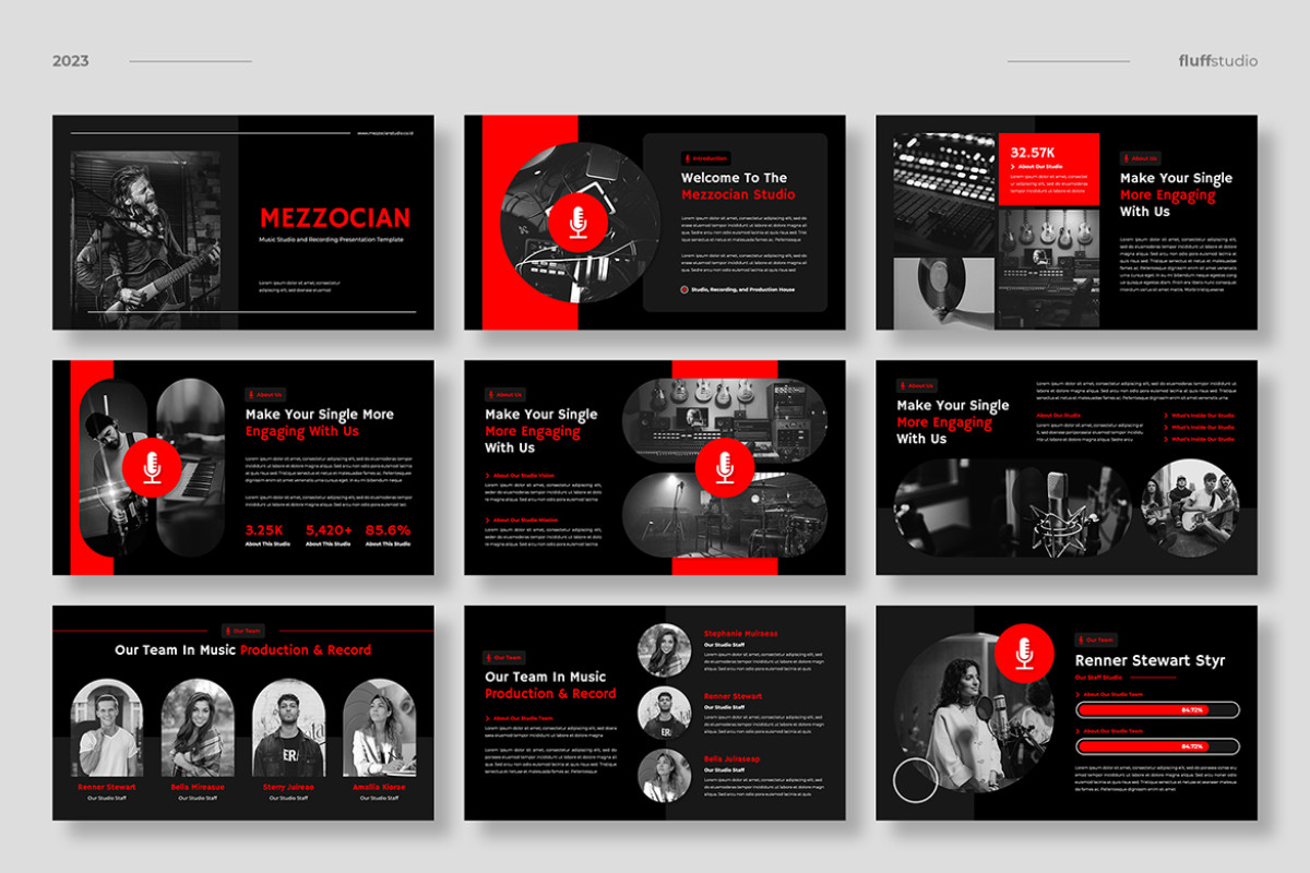 Music Production & Recording Studio Google Slides Template | Nulivo Market