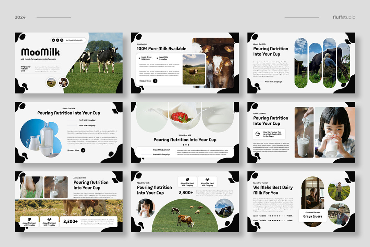 Dairy Farm & Milk Google Slides Template | Nulivo Market