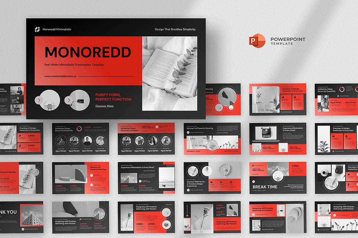 Red Minimalist Pitchdeck Powerpoint Template | Nulivo Market