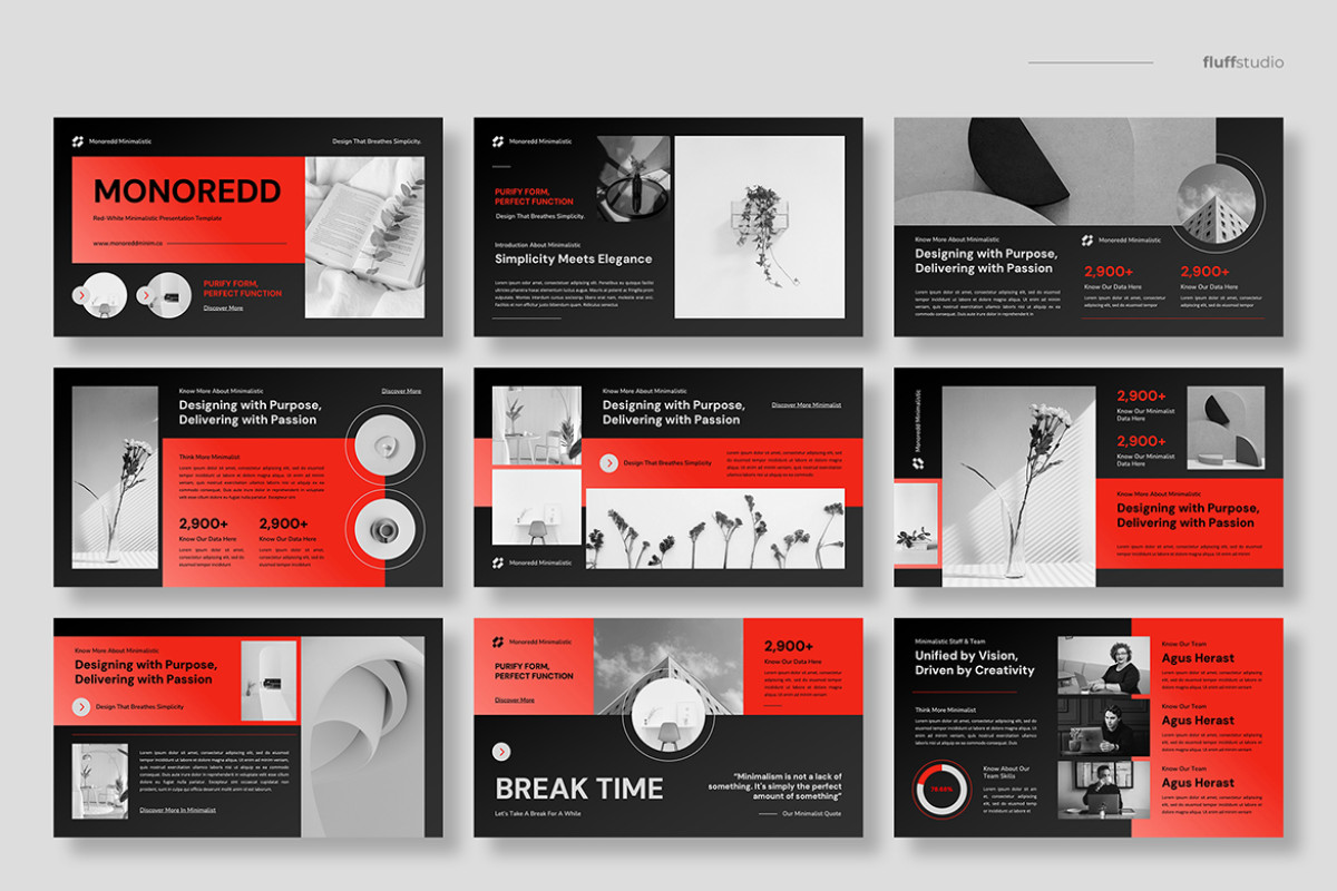 Red Minimalist Pitchdeck Powerpoint Template | Nulivo Market