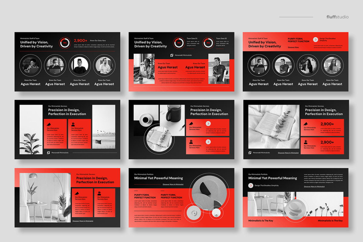 Red Minimalist Pitchdeck Powerpoint Template | Nulivo Market