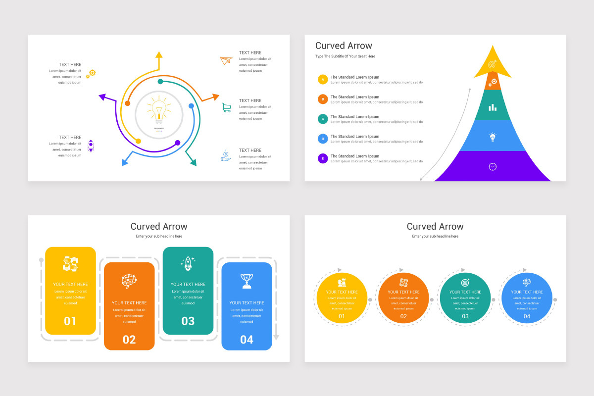 Curved Arrow Diagram PowerPoint Template | Nulivo Market