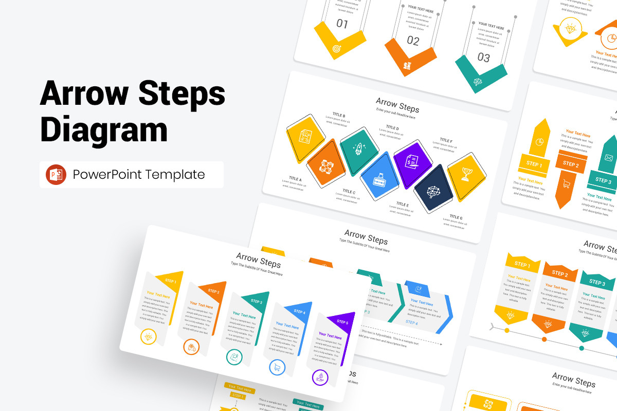 Arrow Steps Diagram PowerPoint Template | Nulivo Market