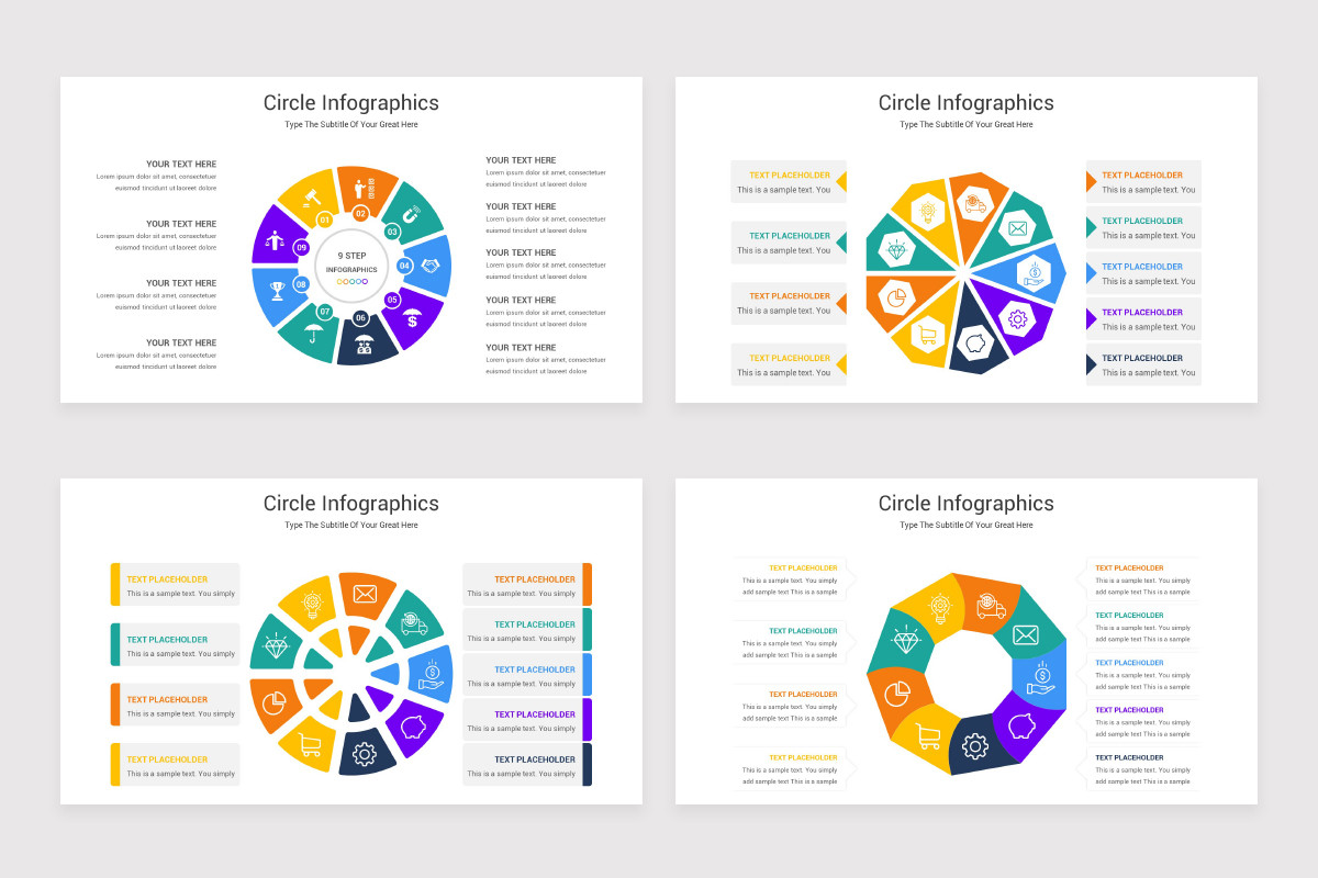 Circle Segments 9 Sections PowerPoint Template | Nulivo Market