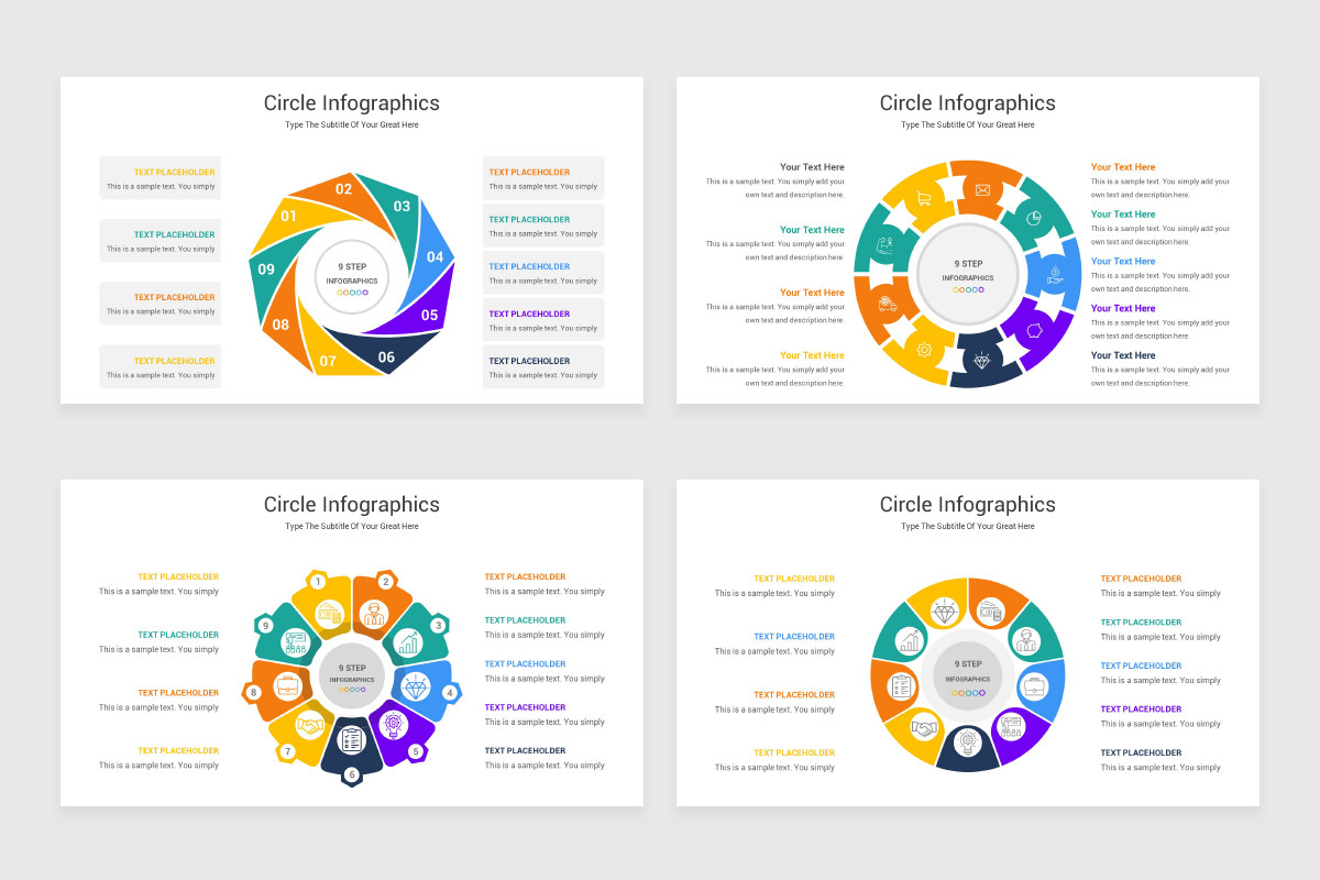 Circle Segments 9 Sections PowerPoint Template | Nulivo Market