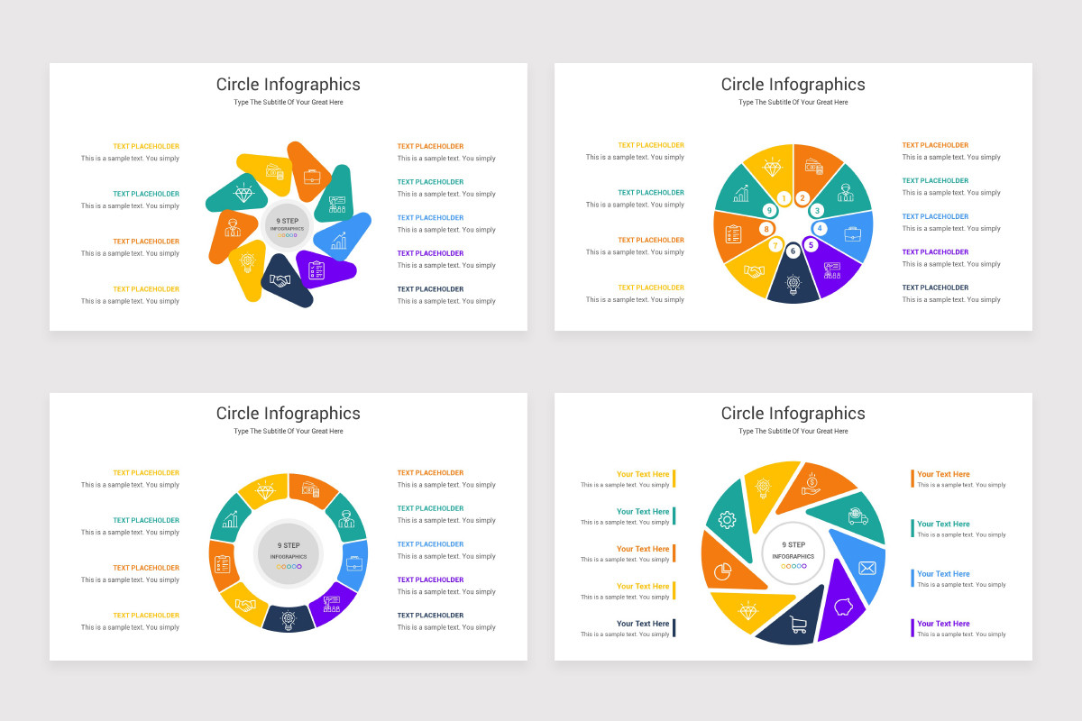 Circle Segments 9 Sections PowerPoint Template | Nulivo Market