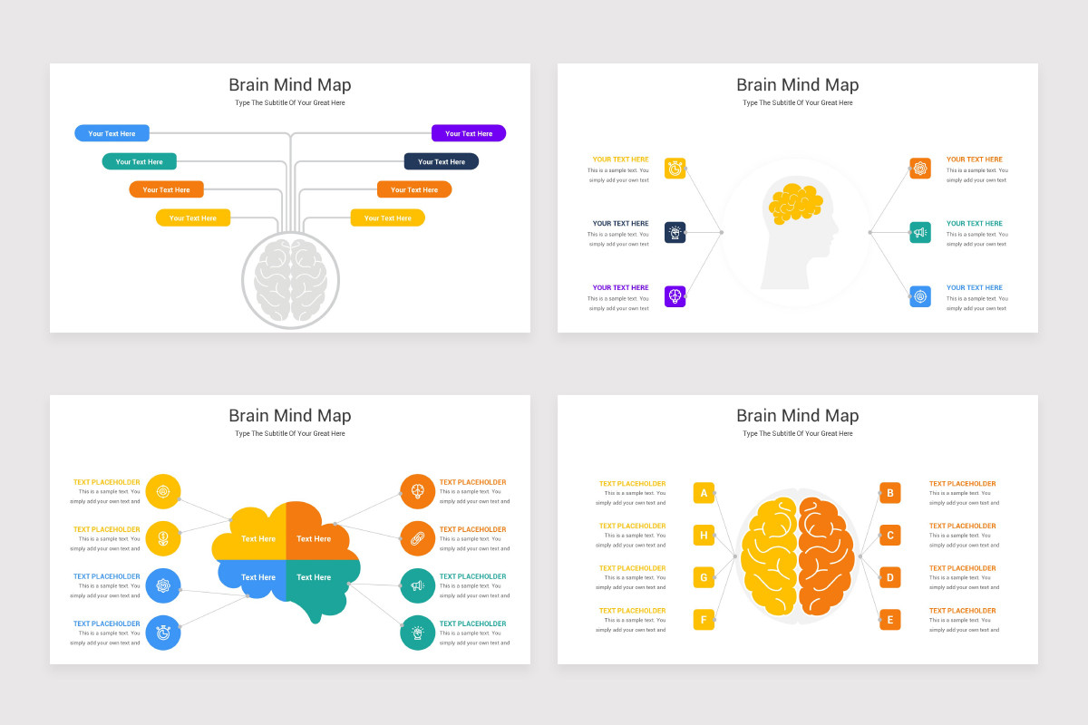 Brain Mind Map Diagram PowerPoint Template | Nulivo Market