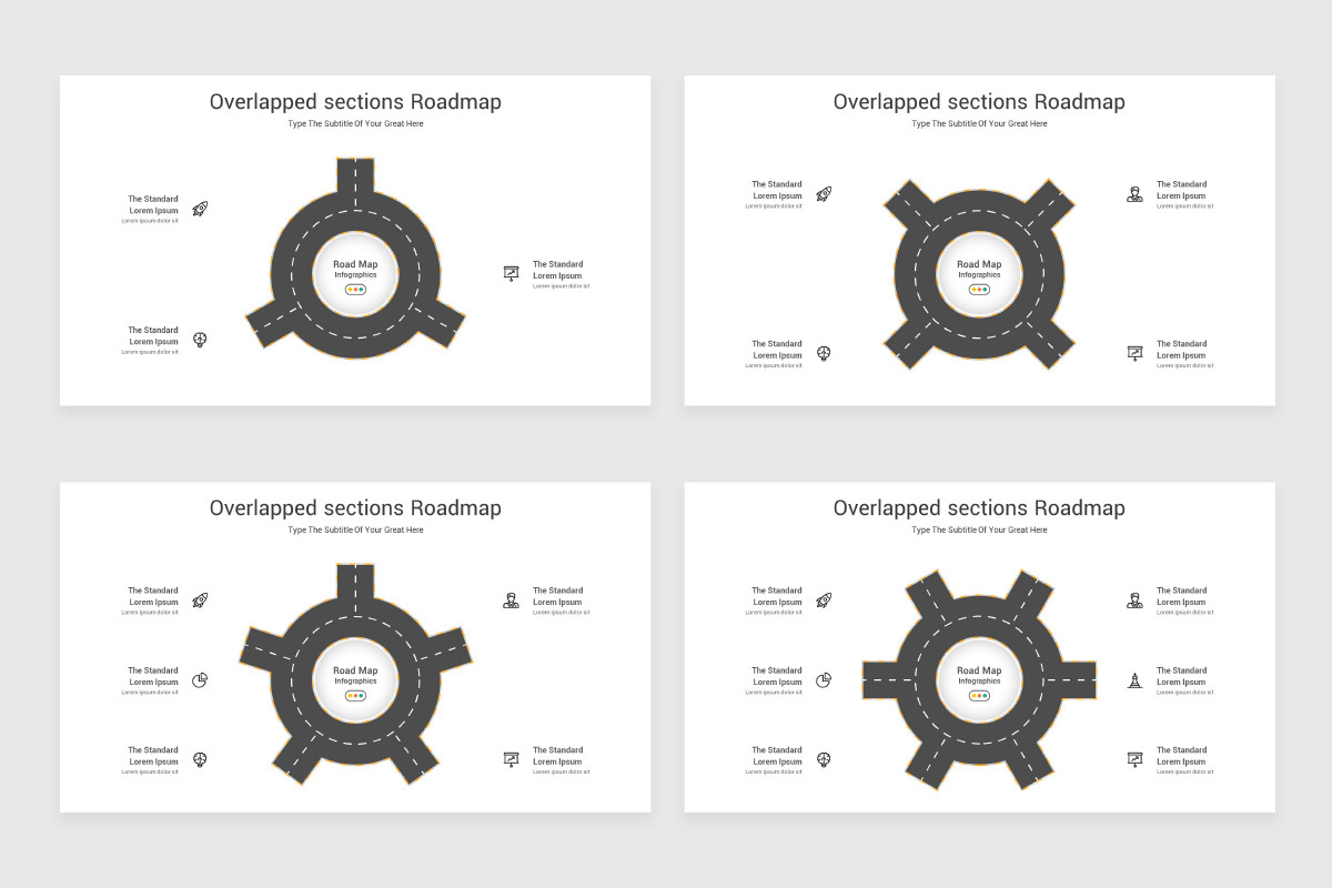 Overlapped sections Roadmap PowerPoint Template | Nulivo Market