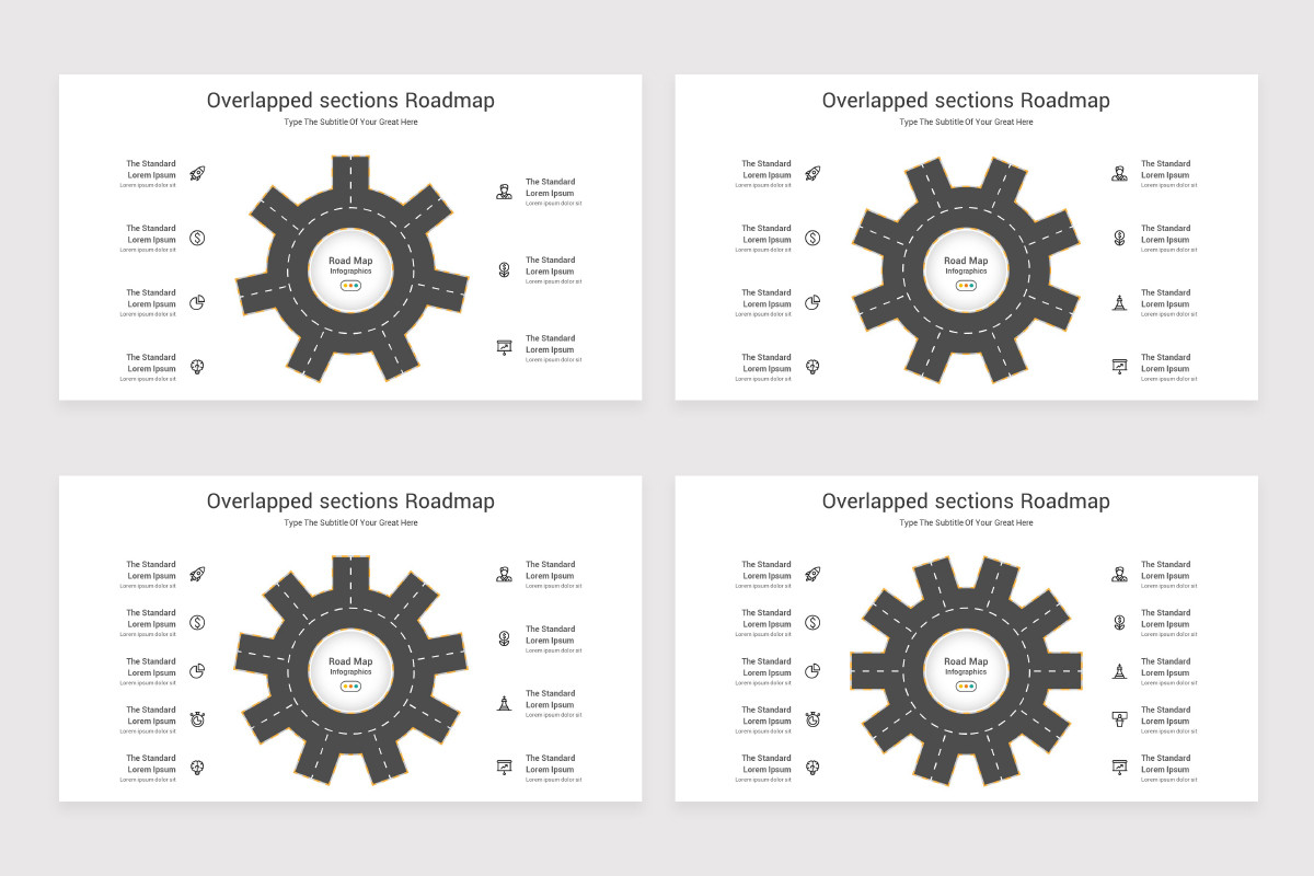 Overlapped sections Roadmap PowerPoint Template | Nulivo Market