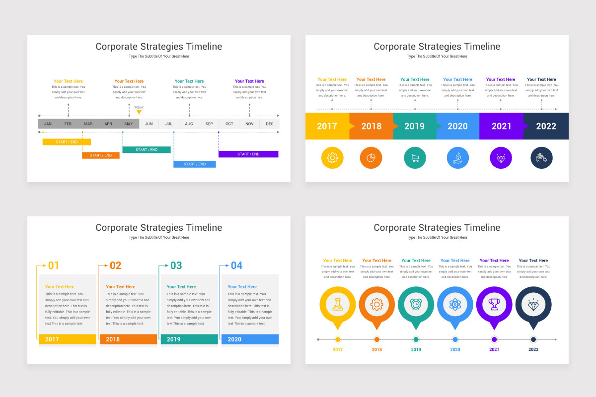 Corporate Strategies Timeline PowerPoint Template | Nulivo Market