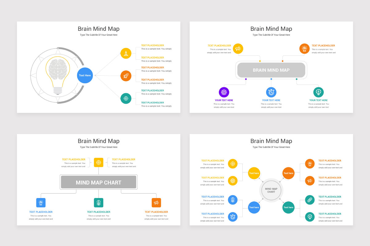 Brain Mind Map Diagram Google Slides Template | Nulivo Market