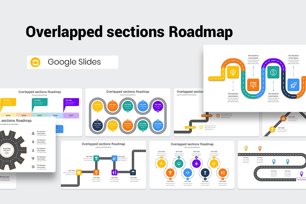 Overlapped sections Roadmap Google Slides Template | Nulivo Market
