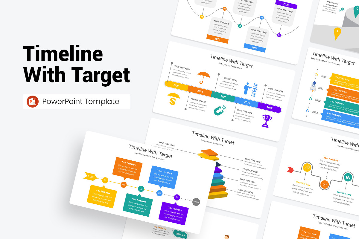 Timeline With Target PowerPoint Template | Nulivo Market