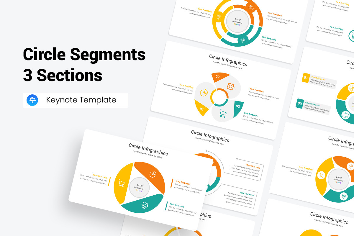 Circle Segments 3 Sections Keynote Template | Nulivo Market