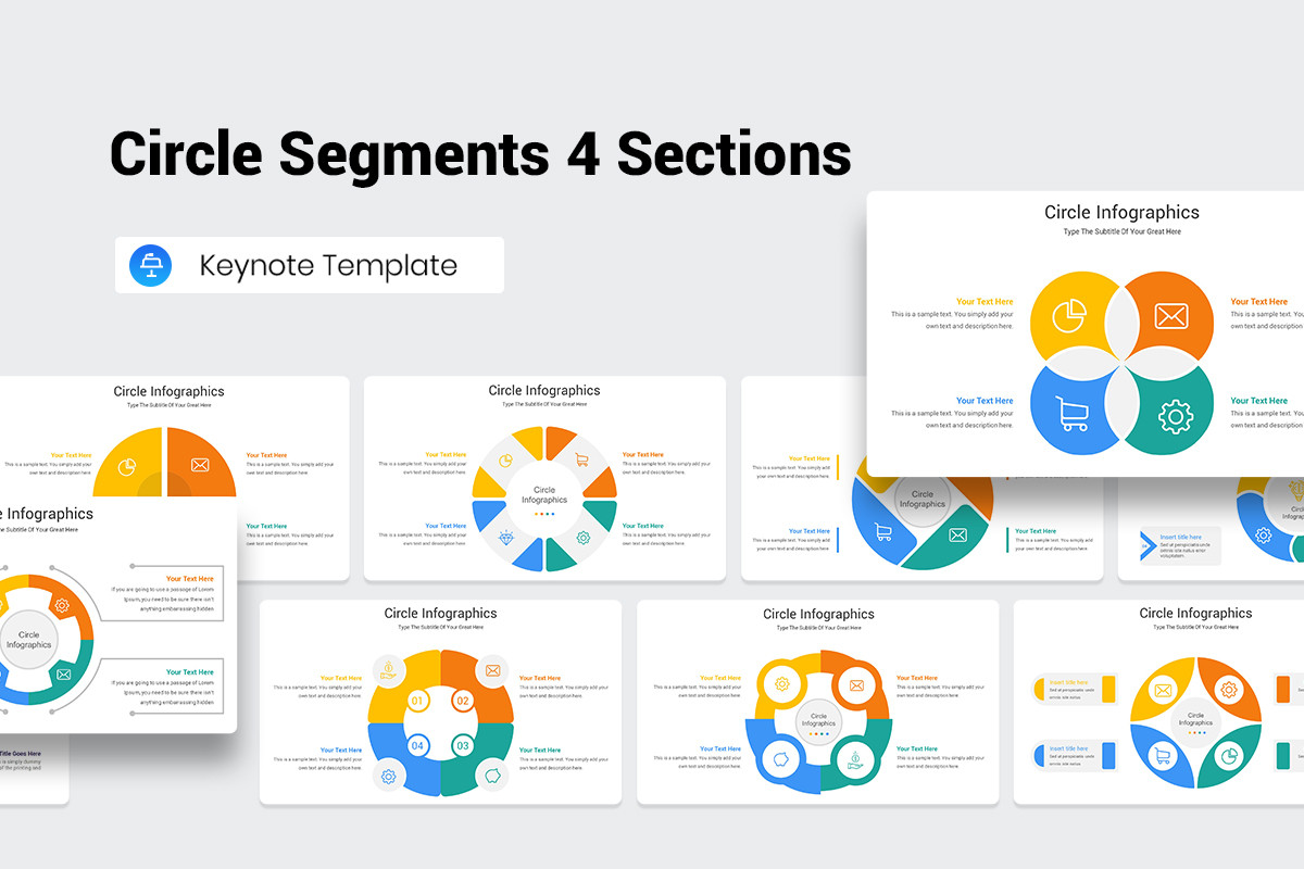 Circle Segments 4 Sections Keynote Template | Nulivo Market