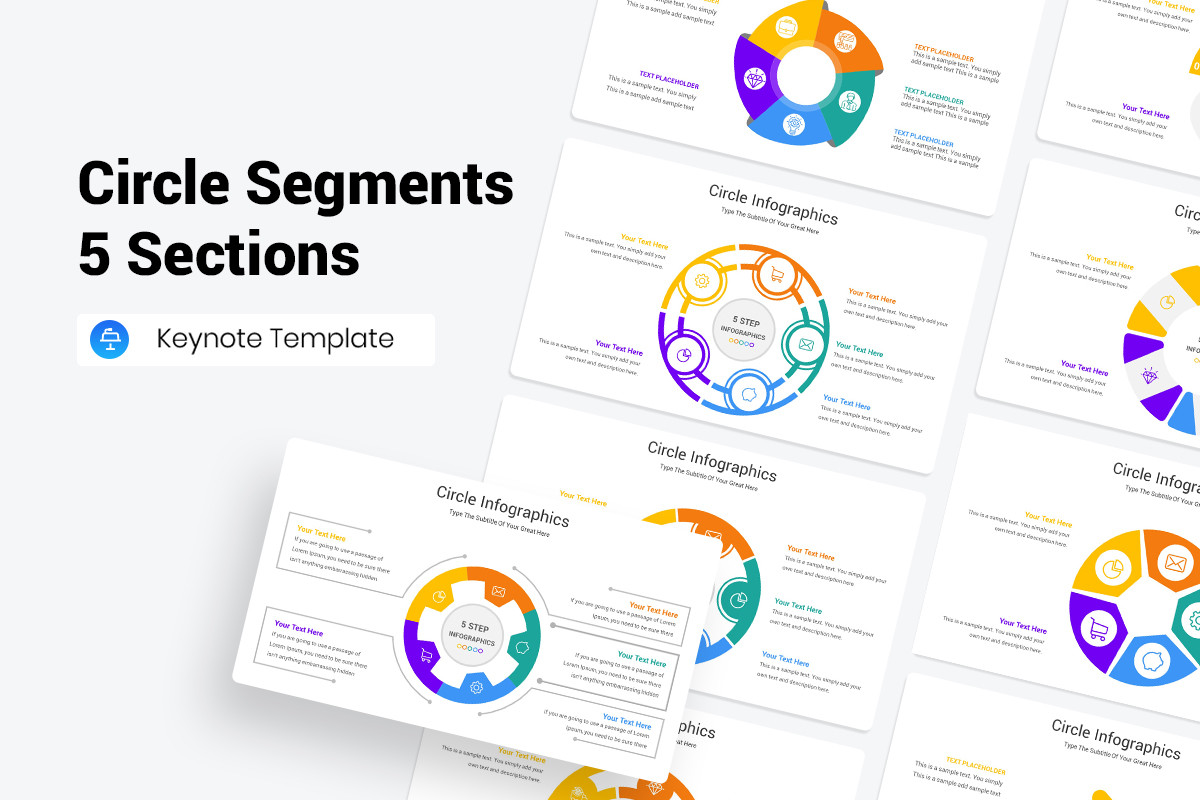 Circle Segments 5 Sections Keynote Template | Nulivo Market