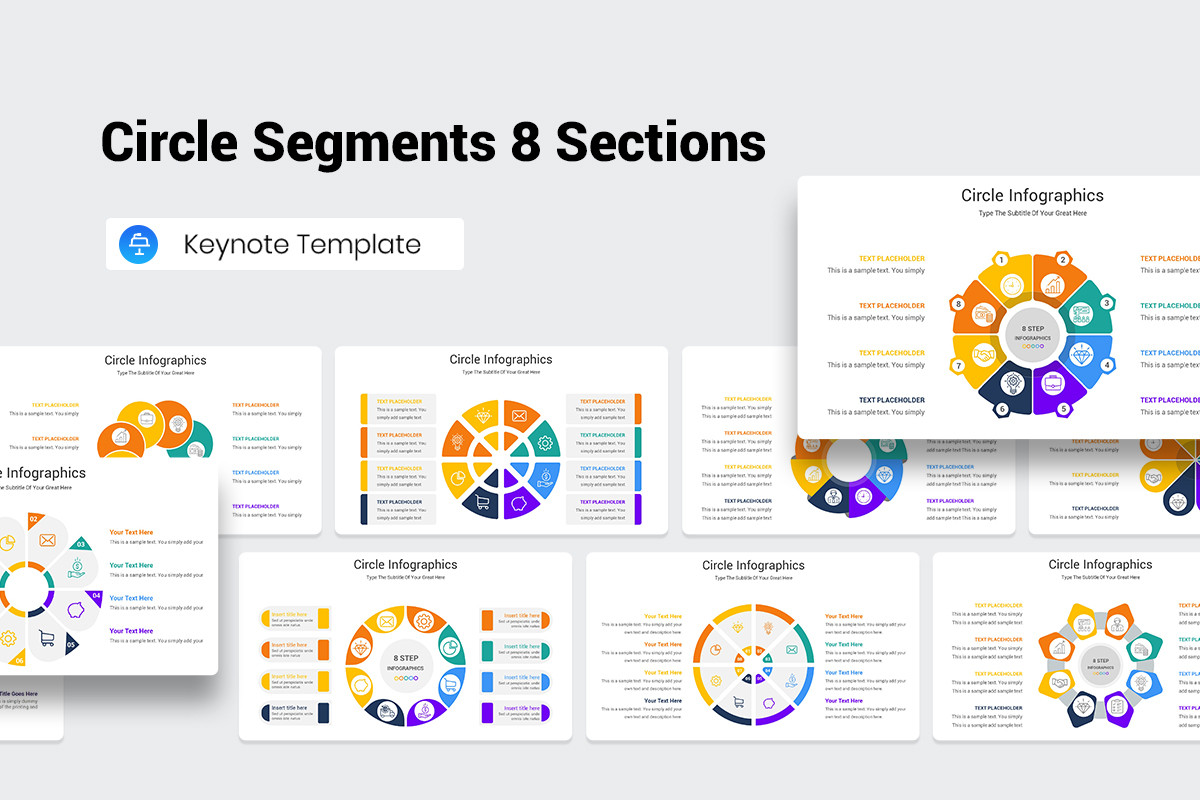 Circle Segments 8 Sections Keynote Template | Nulivo Market