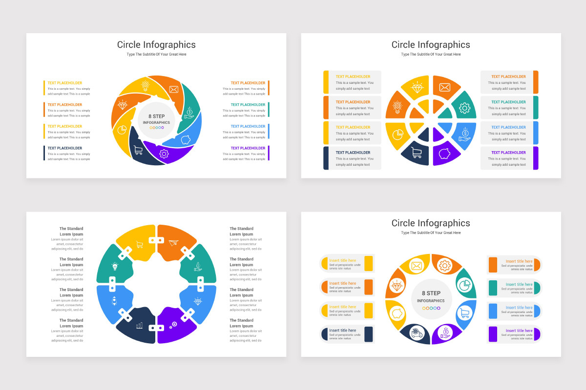 Circle Segments 8 Sections Keynote Template | Nulivo Market