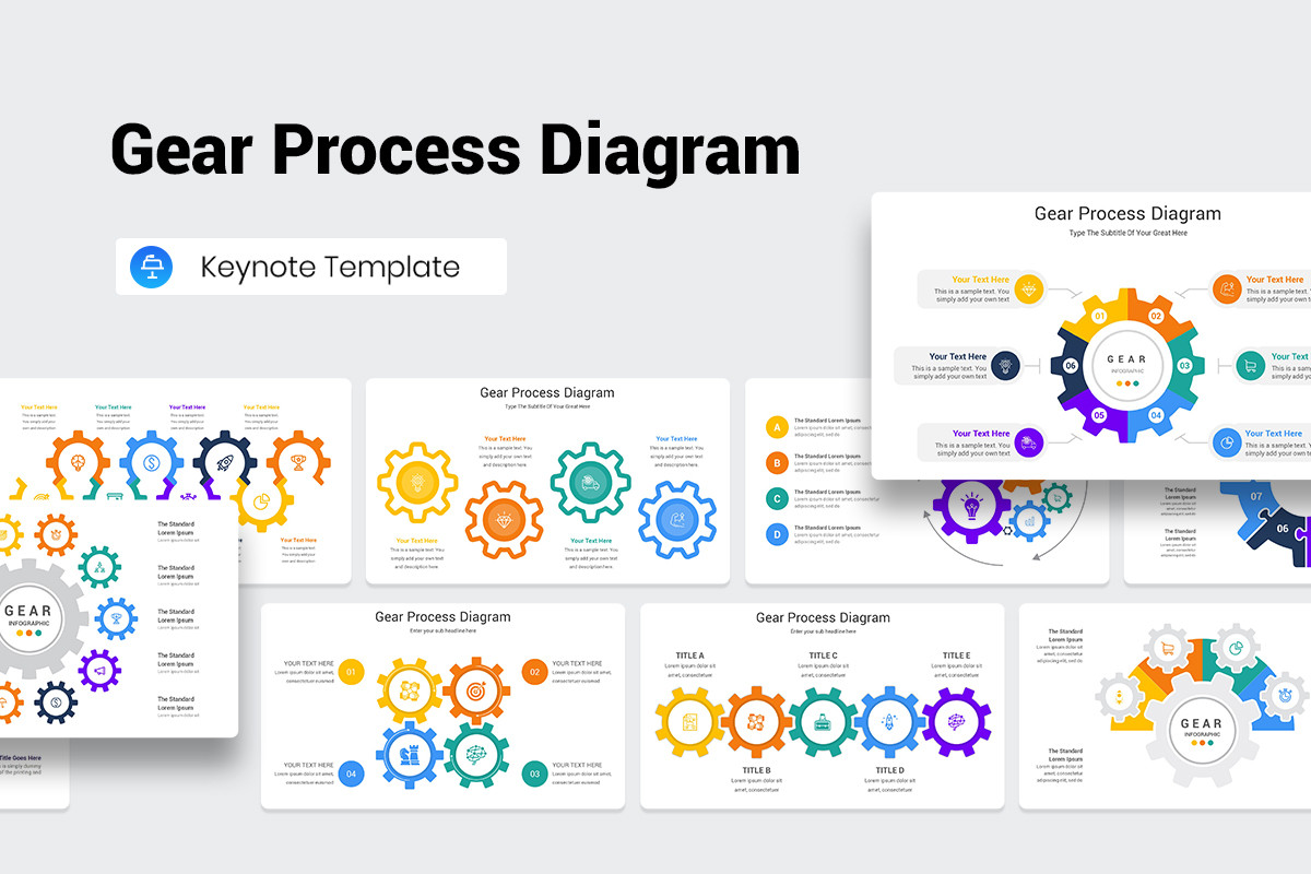 Gear Process Diagram Keynote Template | Nulivo Market