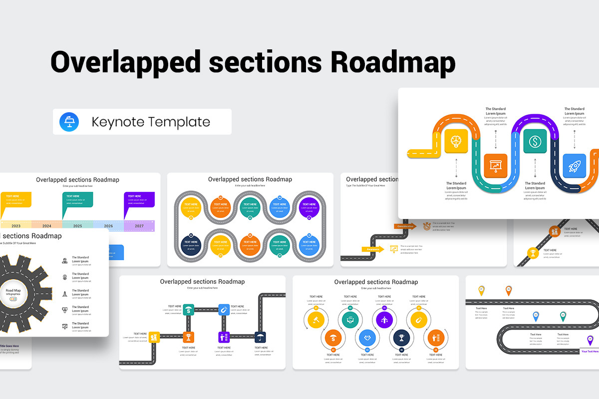 Overlapped sections Roadmap Keynote Template | Nulivo Market