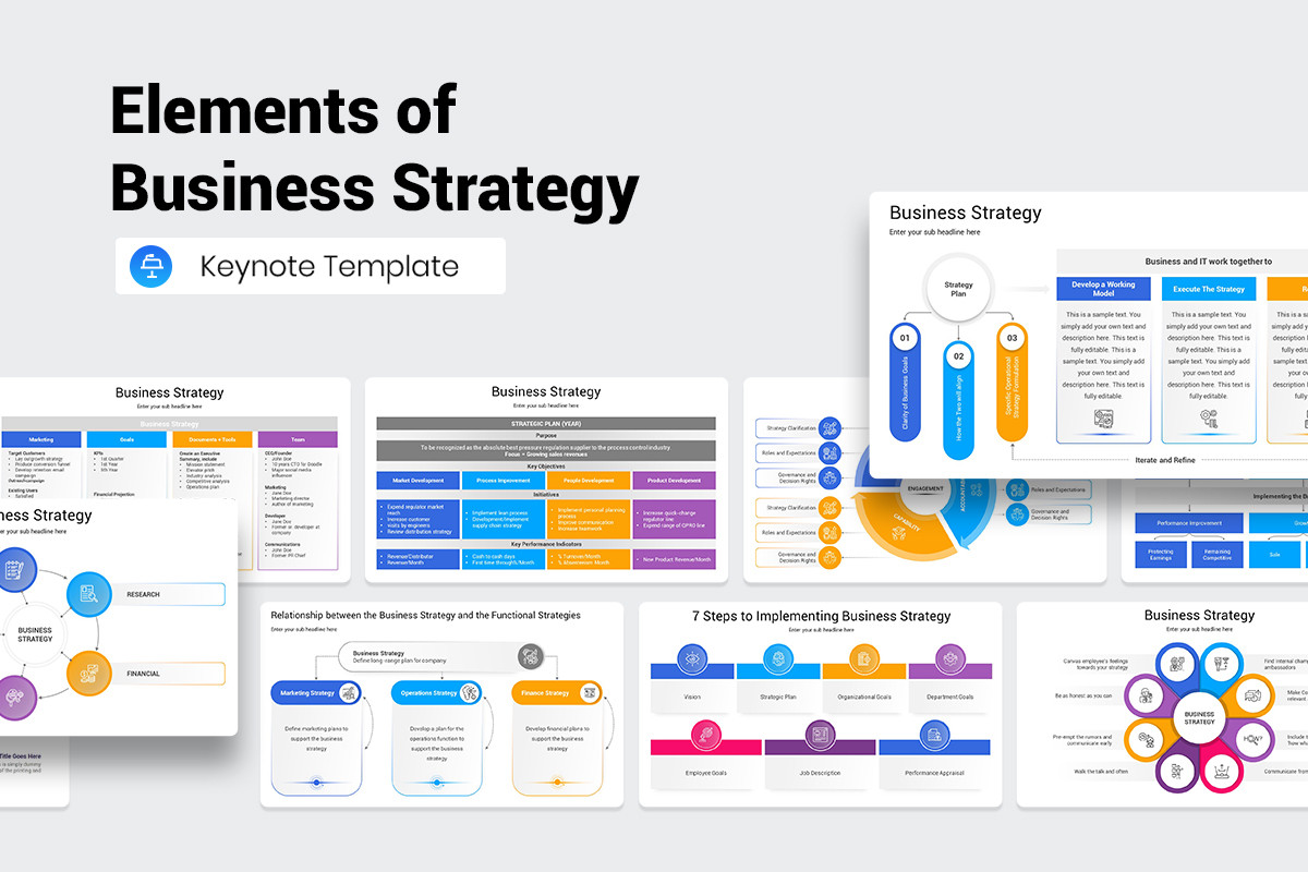 Elements of Business Strategy Keynote Presentation Template | Nulivo Market