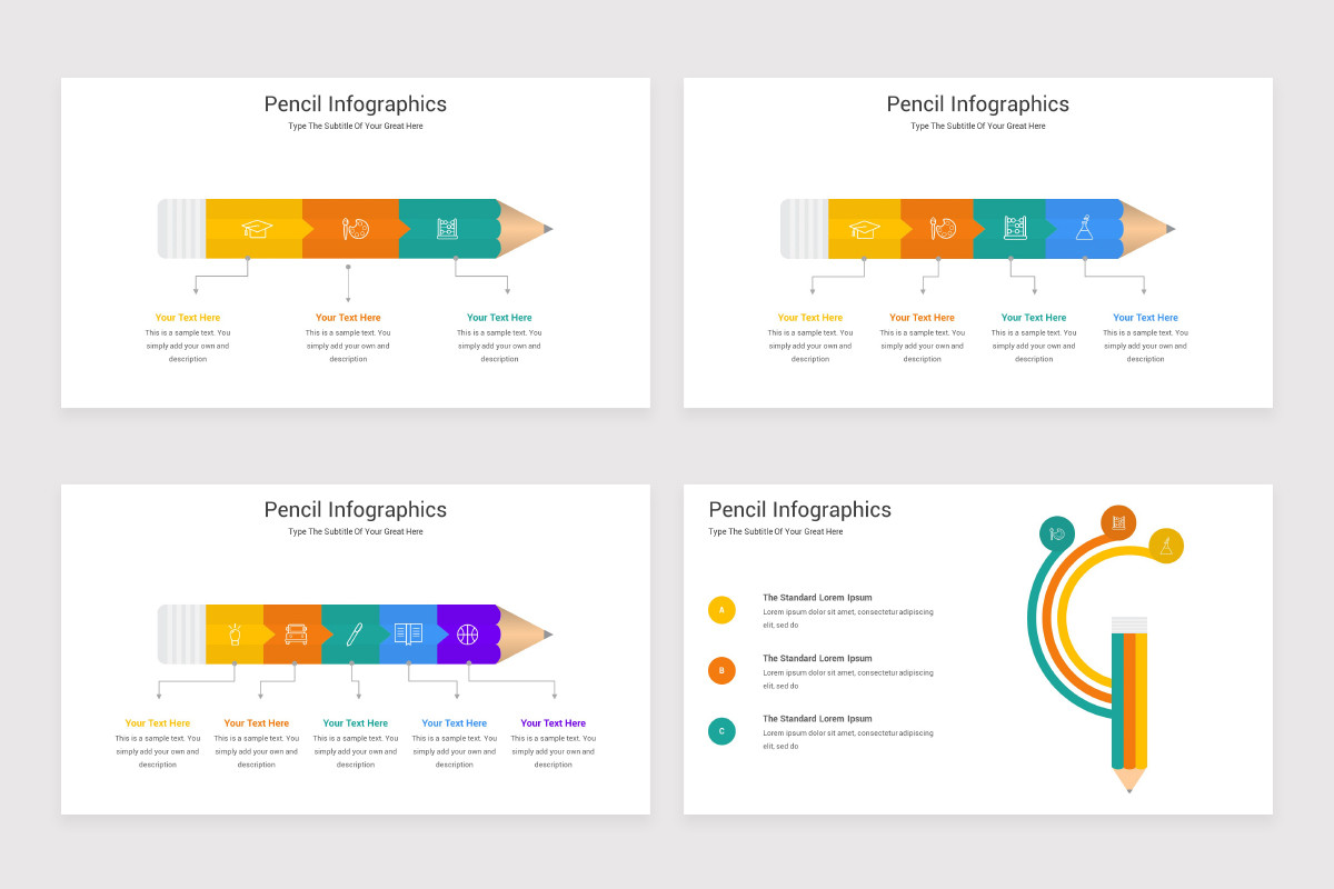 Pencil Infographics PowerPoint Template | Nulivo Market