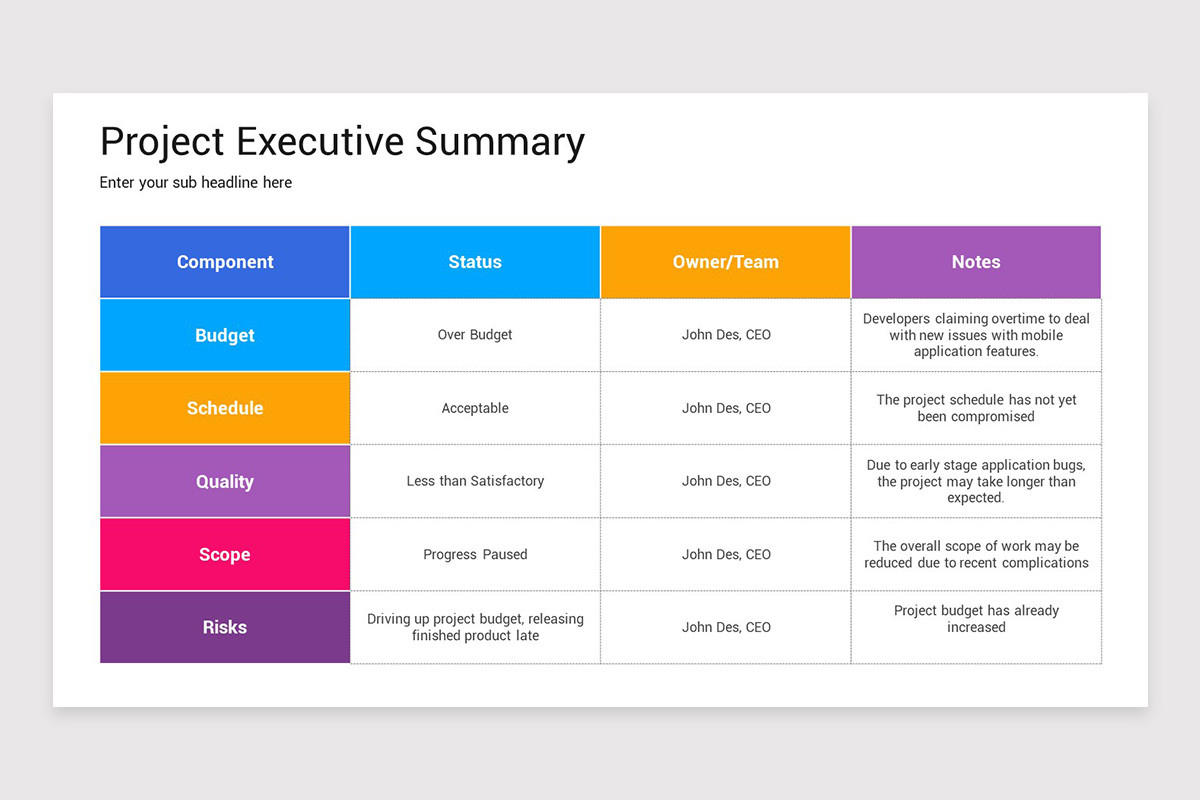 Project Executive Summary Google Slides Template | Nulivo Market