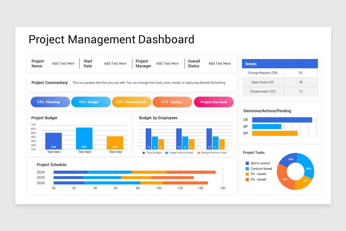 Project Management Dashboard Google Slides Template | Nulivo Market