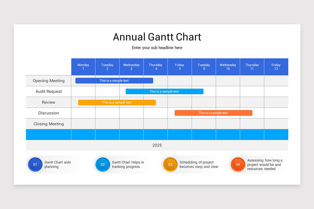 Annual Gantt Chart PowerPoint Presentation Template | Nulivo Market