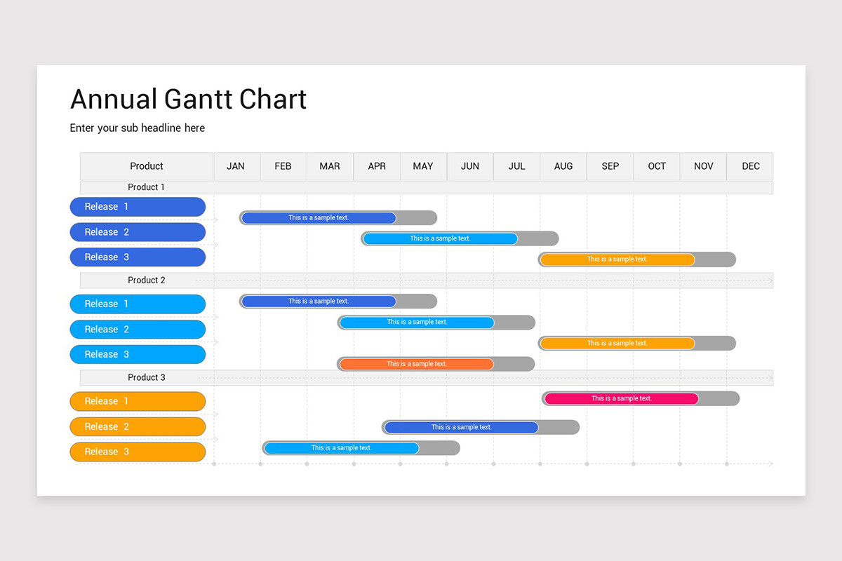 Annual Gantt Chart Keynote Presentation Template | Nulivo Market