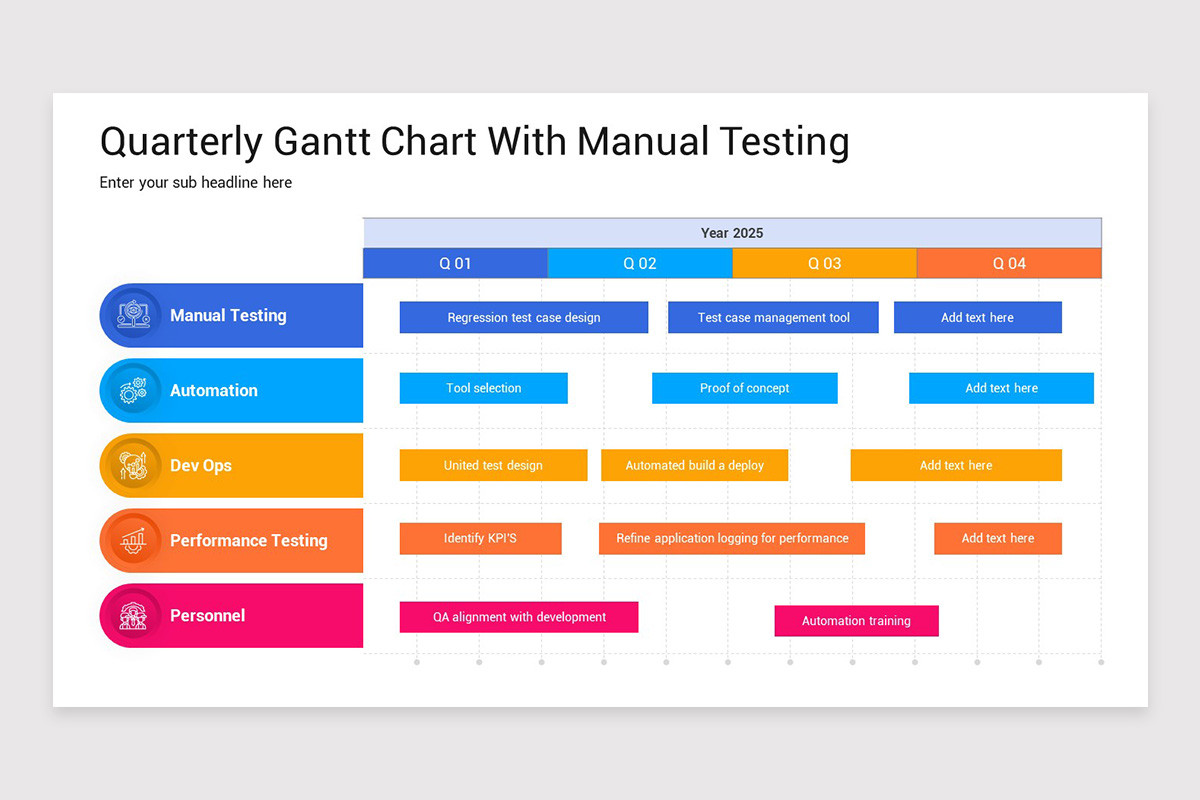 Quarterly Gantt Chart PowerPoint Presentation Template | Nulivo Market