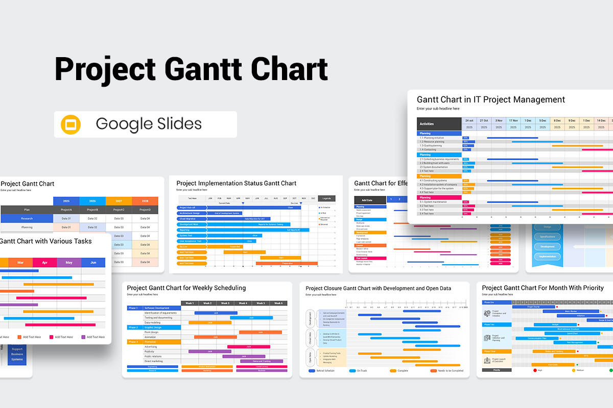 Project Gantt Chart Google Slides Template | Nulivo Market
