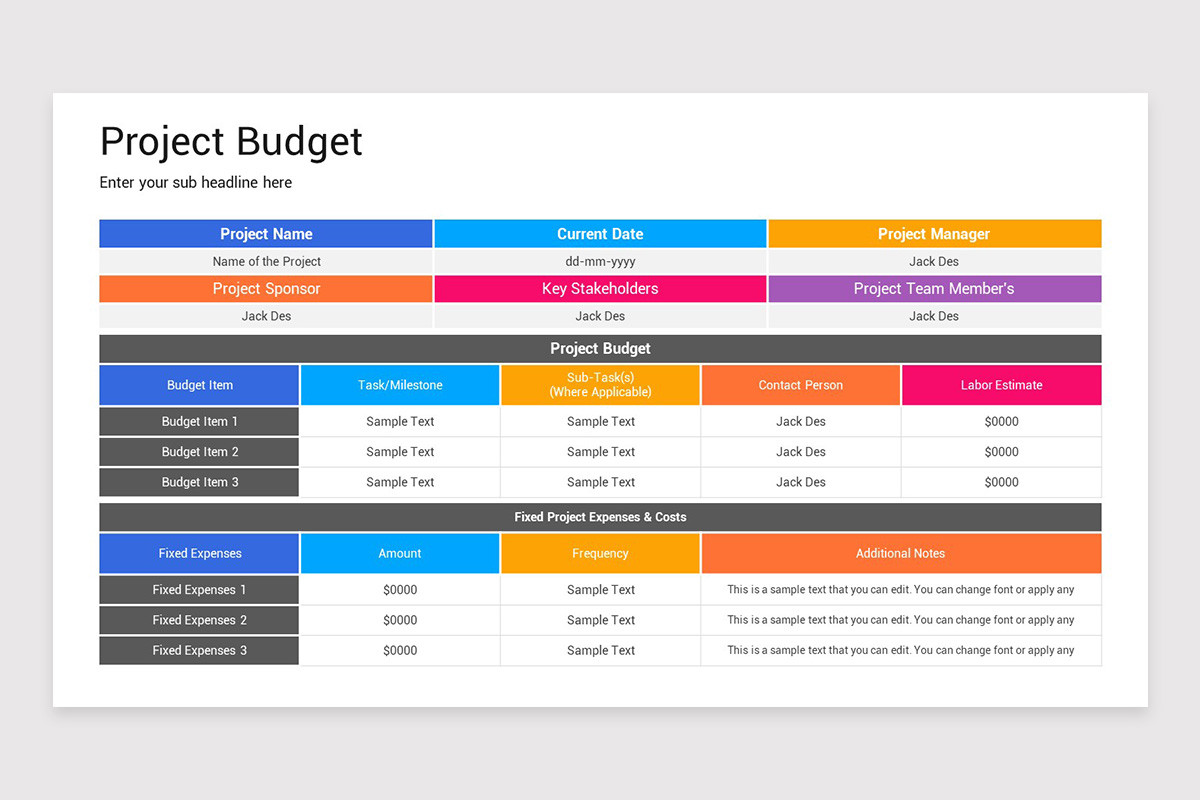 Project Budget Google Slides Template | Nulivo Market