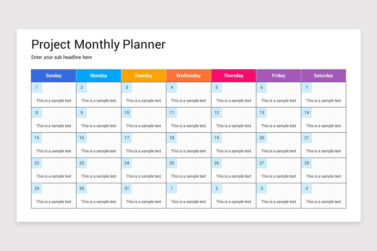 Project Monthly Planner PowerPoint Template | Nulivo Market