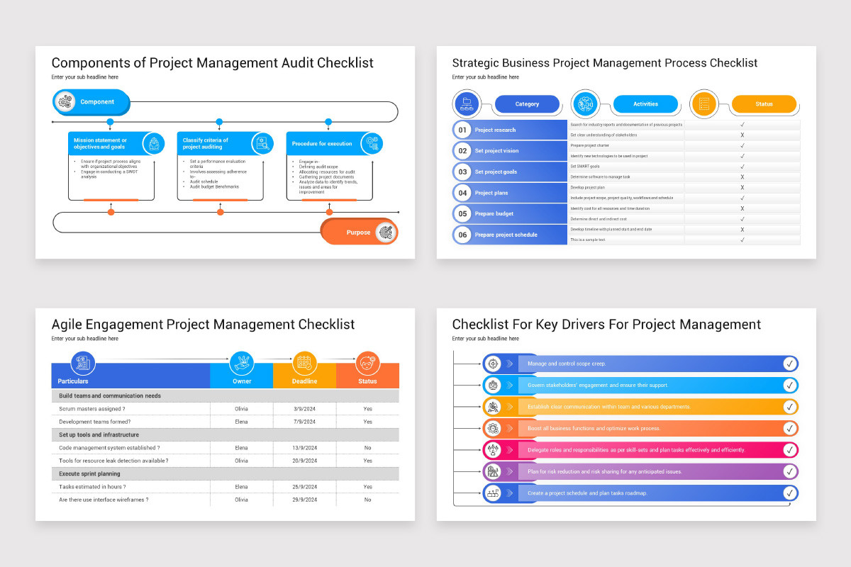 Project Management Checklist PowerPoint Template | Nulivo Market