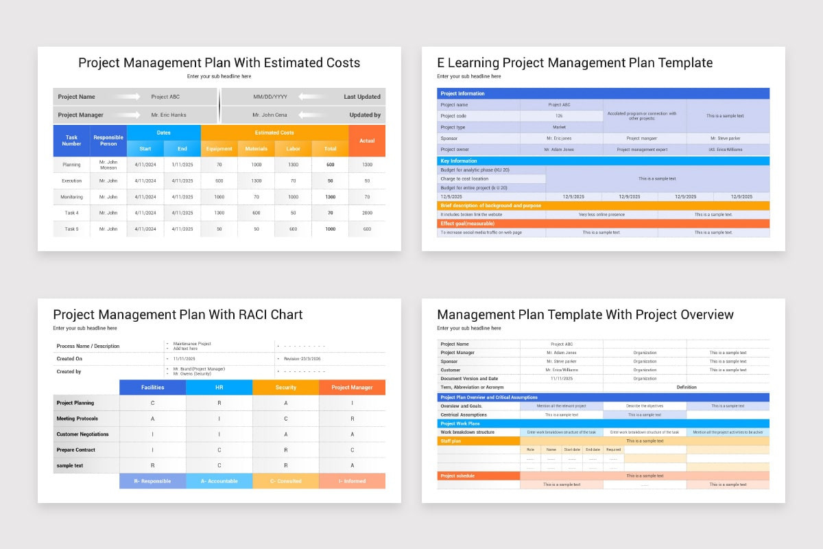 Project Management Plan Google Slides Template | Nulivo Market