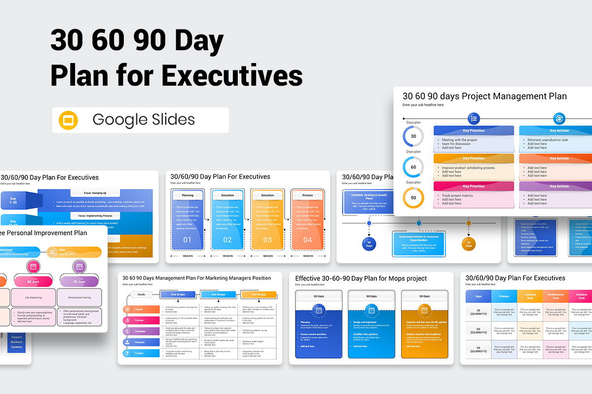 30 60 90 Day Plan for Executives Google Slides Template | Nulivo Market