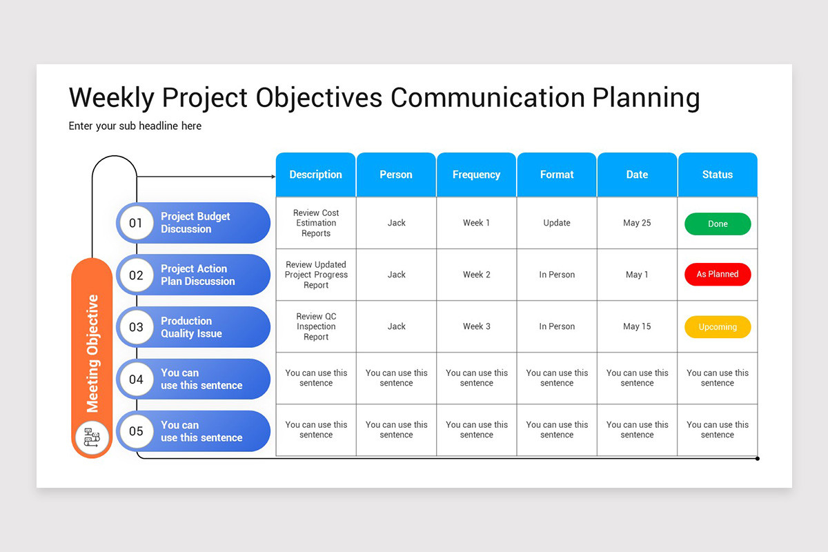 Weekly Project Planning PowerPoint Template | Nulivo Market