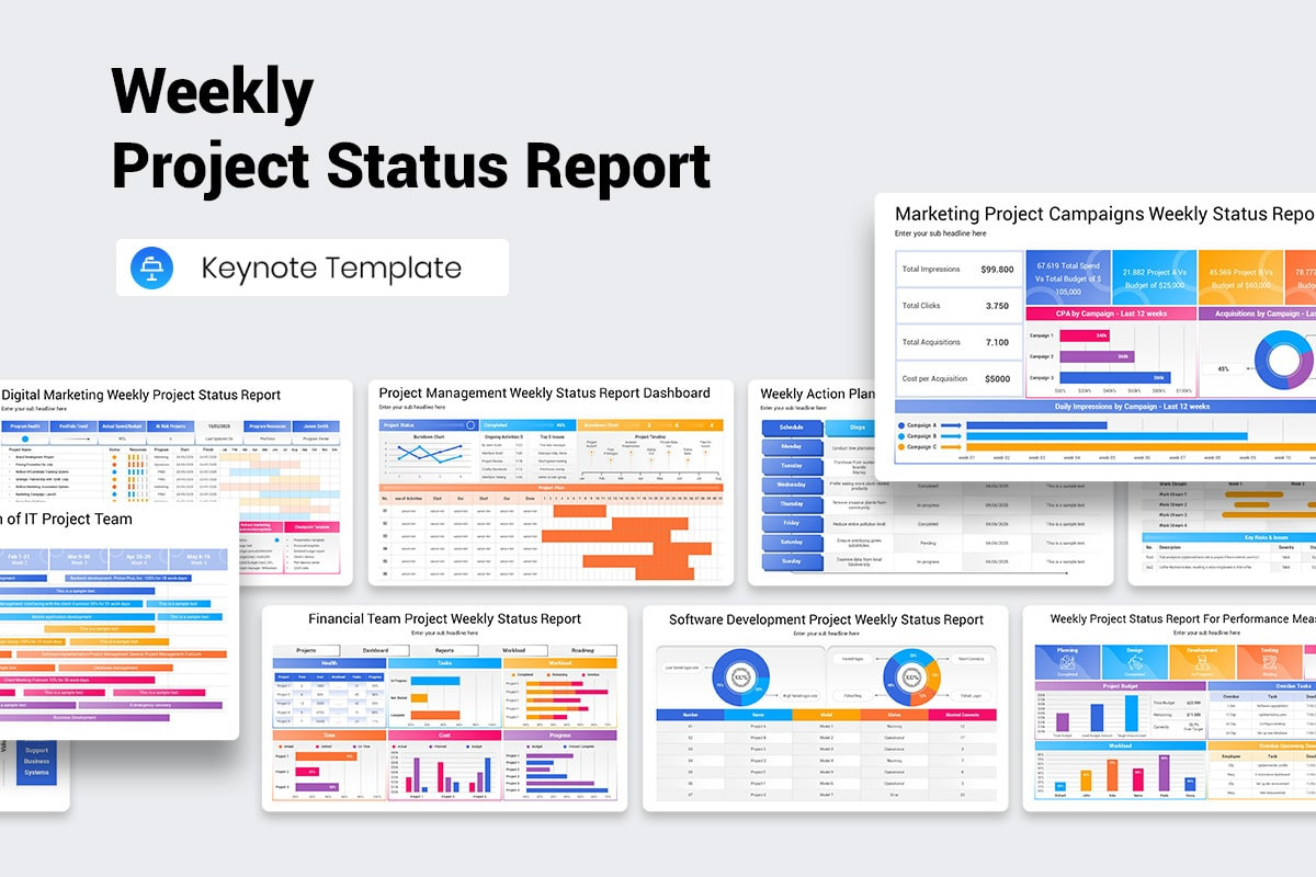 Weekly Project Status Report Keynote Template | Nulivo Market