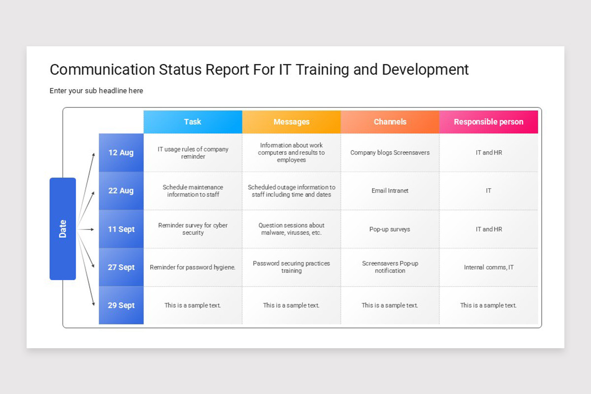 Communication Status Report Keynote Template | Nulivo Market