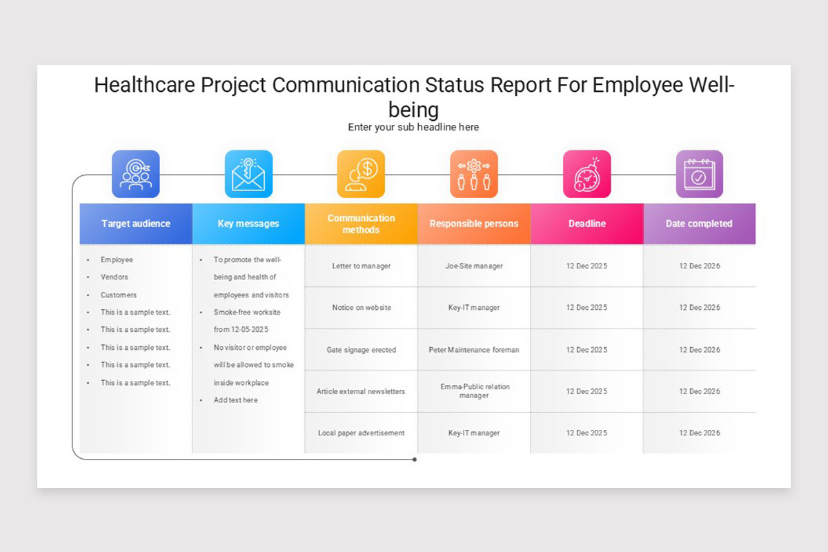 Communication Status Report PowerPoint Template | Nulivo Market